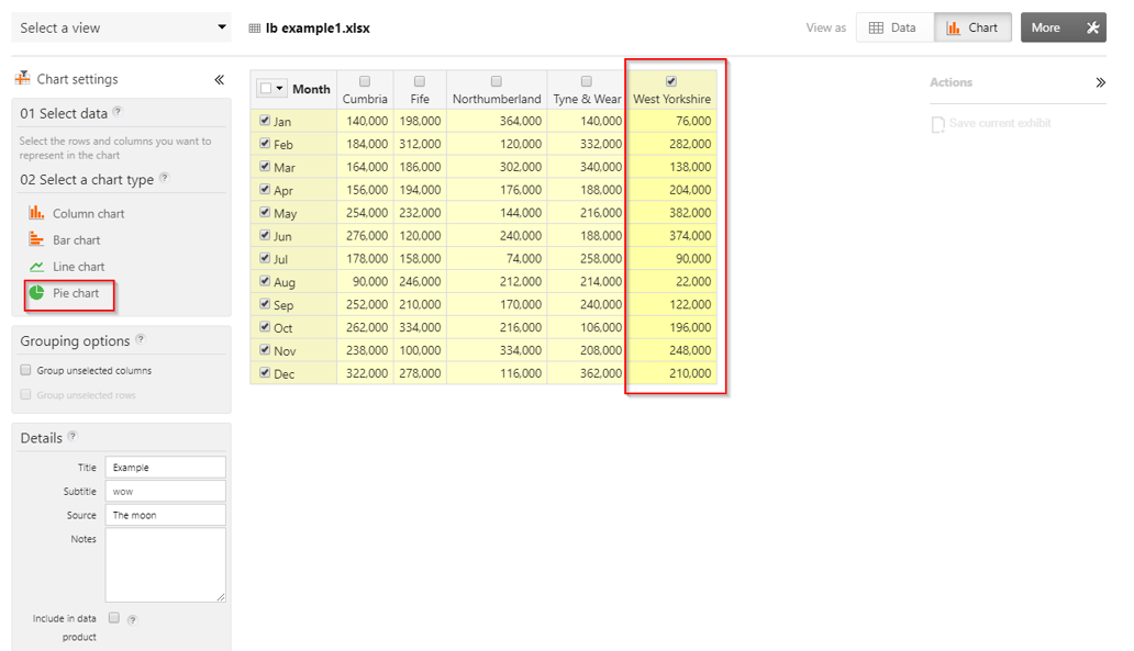 Creating a Chart Exhibit