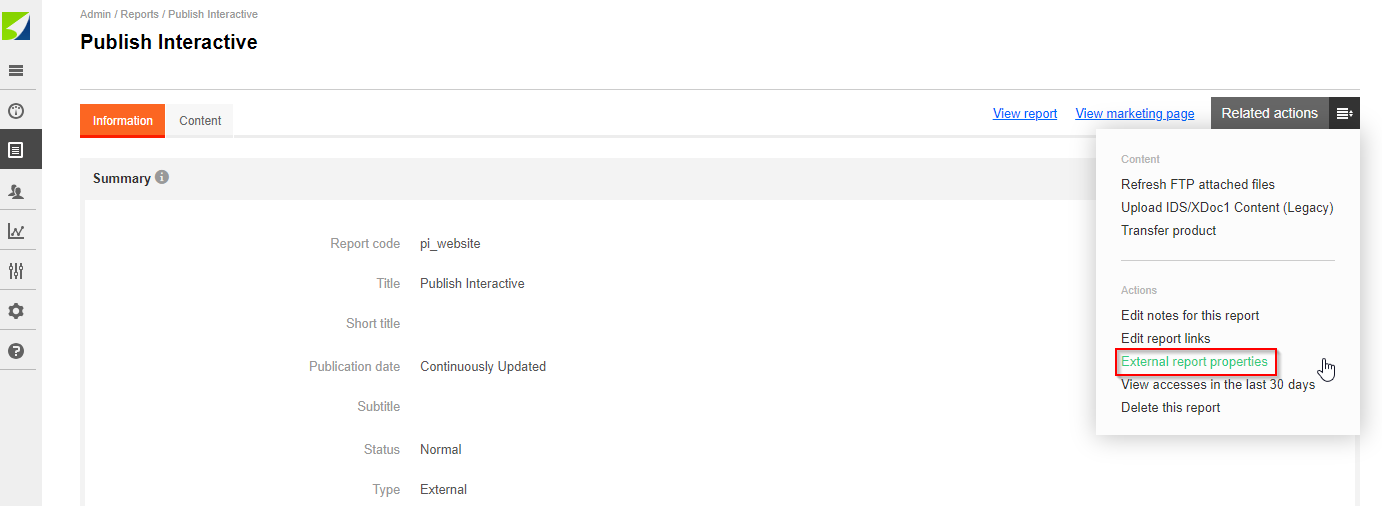 Create an External Report